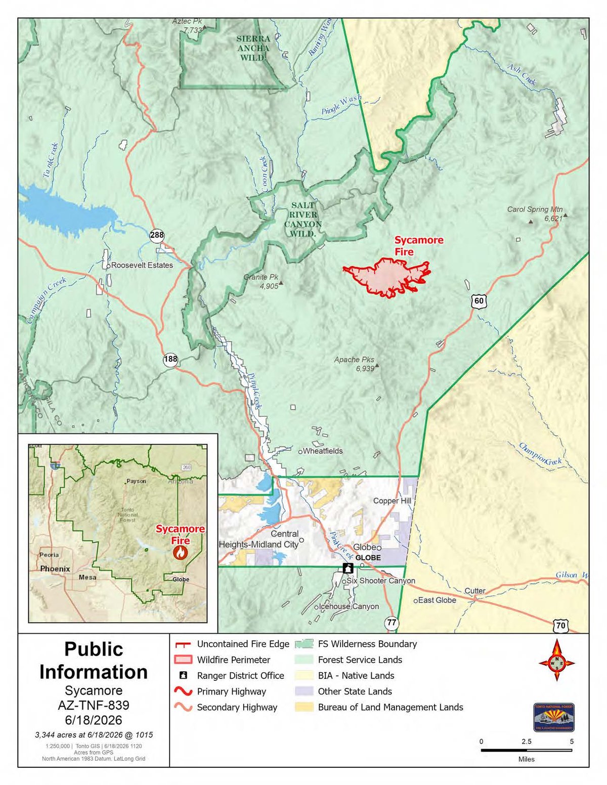 Sycamore Fire Map | Gila, Arizona | WildFire Explorer